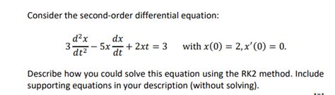 Solved Consider The Second Order Differential Equation Chegg