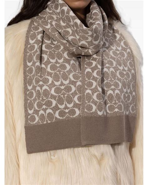Coach Logo Pattern Scarf In Brown Lyst Uk