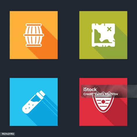 화약 배럴 해적 보물 지도 물약이 담긴 병 방패 아이콘을 설정합니다 벡터 검은색에 대한 스톡 벡터 아트 및 기타 이미지 검은색 고풍스런 그림자 Istock