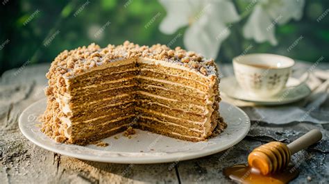 Premium Photo Russian Honey Cake Layers Of Moist Honeyinfused Sponge