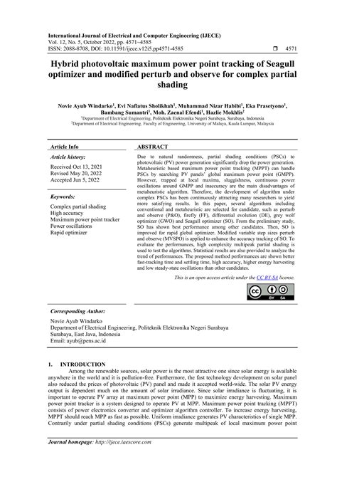hybrid photovoltaic maximum power point tracking of seagull optimizer