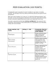 CLC Peer Evaluation Form Doc PEER EVALUATION POINTS Complete