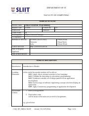 IT2030 - Object Oriented Programming.pdf - DEPARTMENT OF IT FACULTY OF COMPUTING MODULE OUTLINE ...