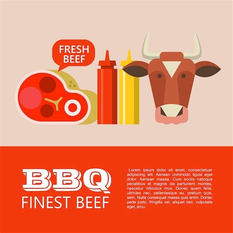 Bbq Daging Sapi Terbaik Klip Seni Vektor Kepala Sapi Steak Lezat Yang Indah Mustard Dan
