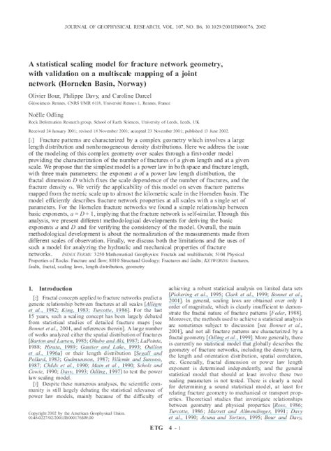 Pdf A Statistical Scaling Model For Fracture Network Geometry With