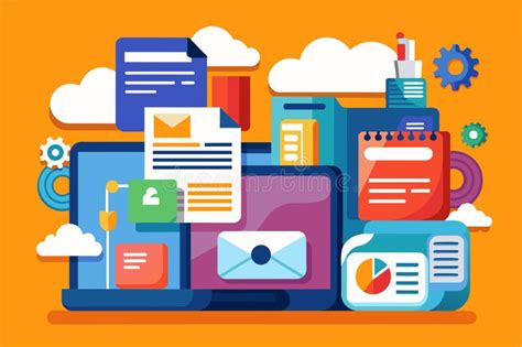 Illustration Of A Laptop With Digital Files And Cloud Storage Representing Personalized Digital