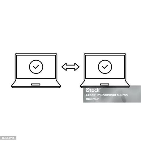 데이터 백업과 같은 간편한 파일 전송 간단한 스트로크 현대 그래픽 선형 웹 아트 디자인은 흰색으로 분리되어 있습니다 노트북 화면과 전자 아카이브 스토리지에 대한 정보 또는
