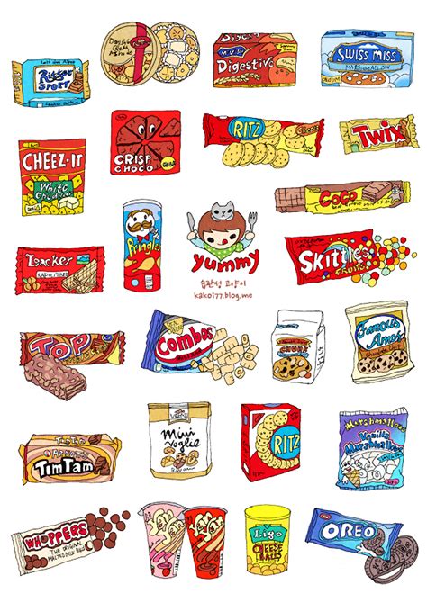 과자그림 예쁜 과자패키지 일러스트 손그림 수제스티커 다이어리 꾸미기 네이버 블로그