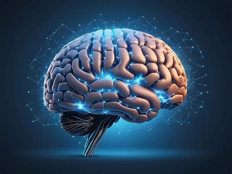 Futuristic Human Brain With Glowing Neural Network Connections Premium Ai Generated Image