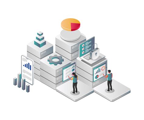 Isometric Illustration Concept Data Analyst Security And App Platform 4579228 Vector Art At