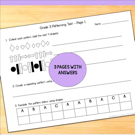 Patterning Test Grade 3 Math Assessment Ontario By The Teaching Rabbit