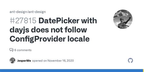 Datepicker With Dayjs Does Not Follow Configprovider Locale · Issue