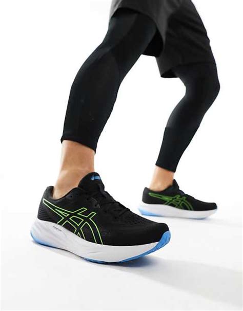 Asics Gel Pulse 15 Neutral Running Trainers In Black And Electric Lime