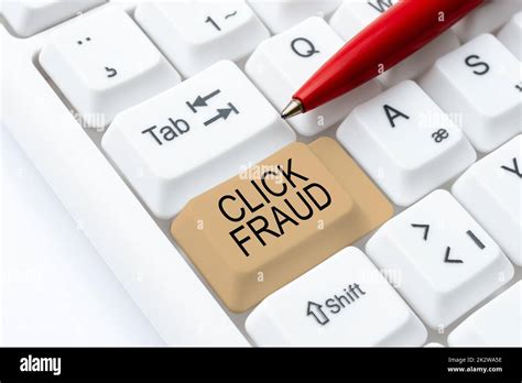 Hand Writing Sign Click Fraud Internet Concept Practice Of Repeatedly