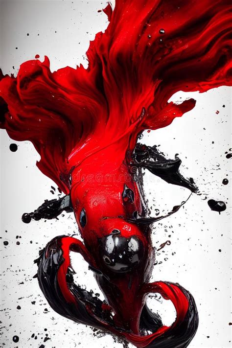 Red And Black Color Art Water Ink Stock Image Image Of Clouds