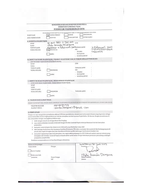 Formulir Permohonan Efin Pdf
