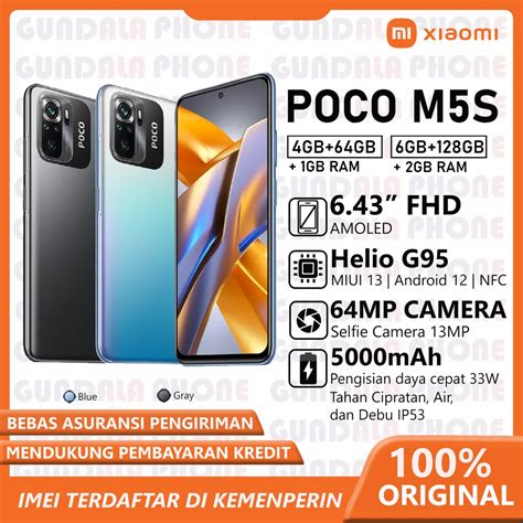 Jual Xiaomi POCO M5s 4 64GB 6 128GB MediaTek Helio G95 Quad Camera 64MP Pengisian Daya