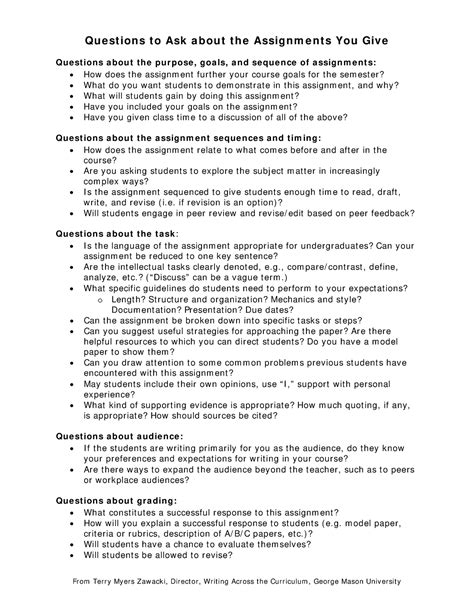 2 Questions To Ask About The Assignments You Give From Terry Myers