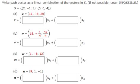 Solved Write Each Vector As A Linear Combination Of The Chegg