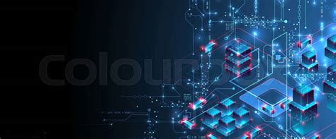 Digital Circuit Visualization Vector Background Blue Board Colourbox
