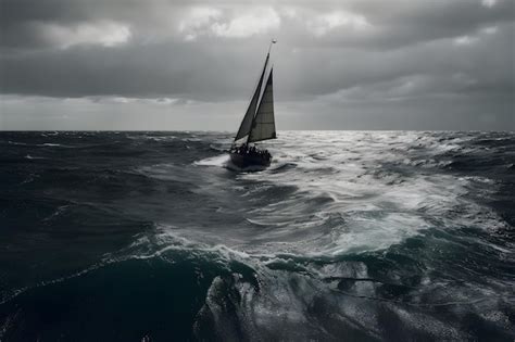 Premium Ai Image Sailing Boat At Sea Neural Network Ai Generated