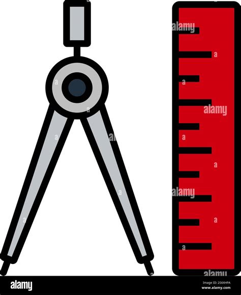 Icon Of Compasses And Scale Editable Bold Outline With Color Fill