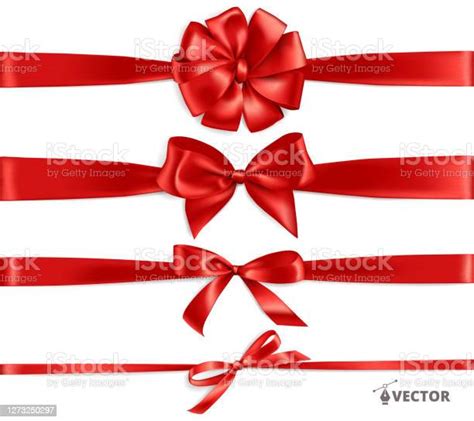 현실적인 선물 활 빨간색 리본이 분리되었습니다 벡터 휴일 장식 리본에 대한 스톡 벡터 아트 및 기타 이미지 리본 3차원