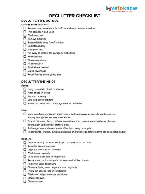 8 Declutter Checklist Pdf