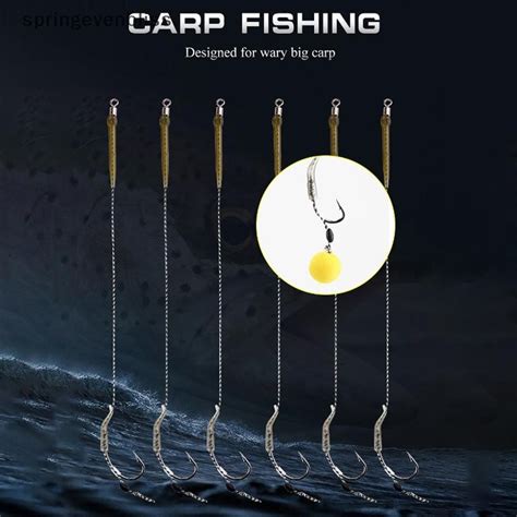 Springevenbliss ยุโรปสไตล์ปลาคาร์พตกปลา String Hooks 6 คู่ปลาคาร์พตกปลา Binding Hooksโค้งปาก