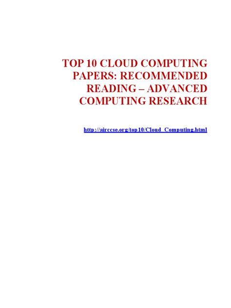 Top 10 Cloud Computing Papers Pdf Cloud Computing Privacy