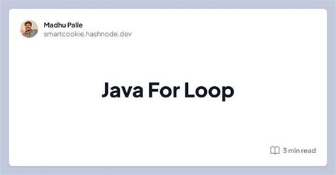 Java For Loop On Hashnode