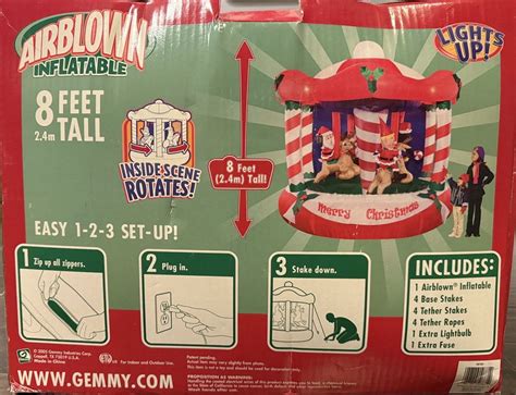 New Rare 8 Ft Inflatable Animated Carousel Merry Go Round Christmas