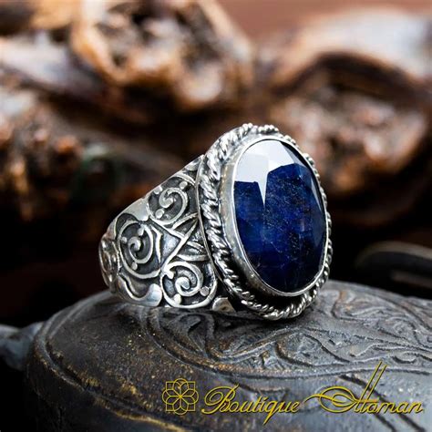 Silver Ring Blue Sterling Silver Ring With Blue Pacific Sapphire Opal