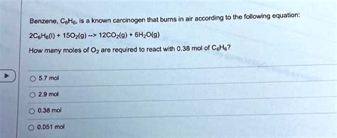 Benzene Cshbr Is Known Carcinogen That Burns In Air