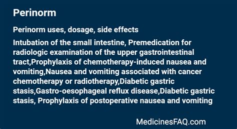Perinorm Uses Dosage Side Effects Food Interaction And Faq