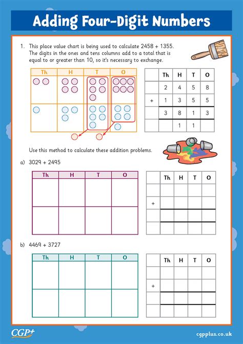4 digit number addition problems foundation year 4 cgp plus