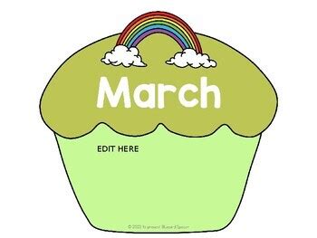 Editable Birthday Cupcake Calendar Display For Back To School Classroom Decor