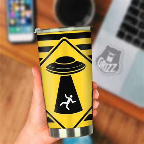Caution Alien Abduction Warning Sign Print Tumbler Grizzshopping