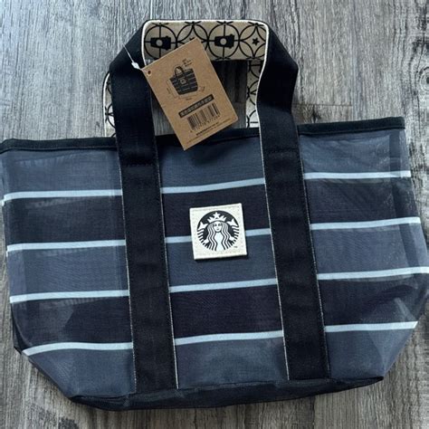 Starbucks Bags Starbucks Taiwan Mesh Tote Black Stripe Edition For