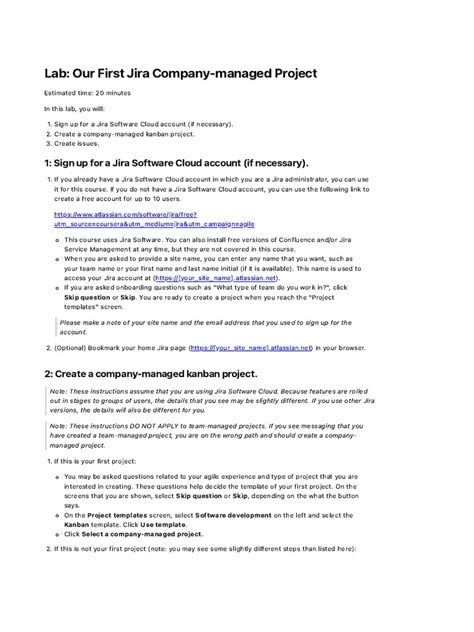 lab1 02 first jira company managed pdf cloud computing