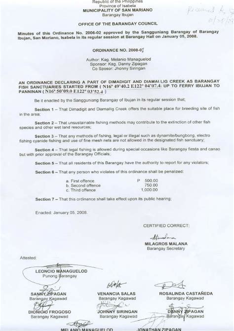 Example Of Approved Ordinance Ibujan 2008 Download Scientific Diagram