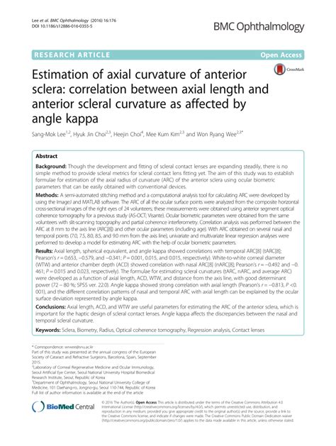 Pdf Estimation Of Axial Curvature Of Anterior Sclera Correlation Between Axial Length And