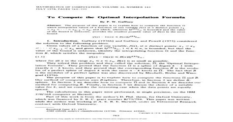 To Compute The Optimal Interpolation · Pdf Fileto Compute The Optimal