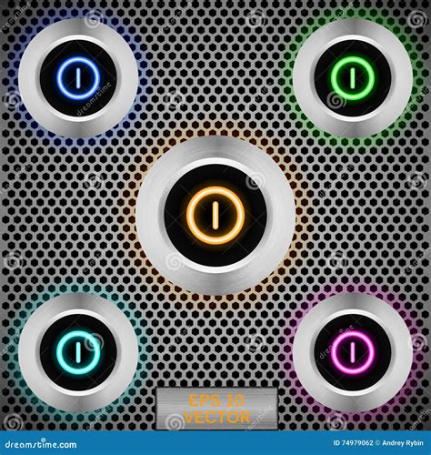 Set Of Led Buttons Stock Vector Illustration Of Light 74979062