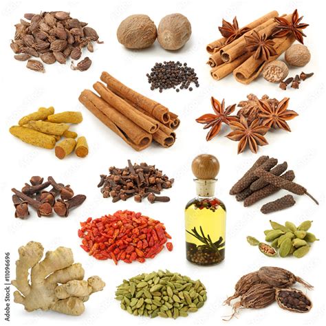 Spice collection isolated on white background Stock-Foto | Adobe Stock