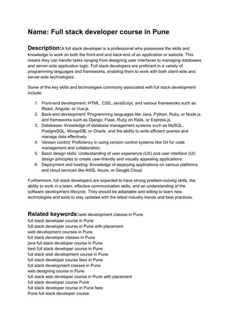 Ppt Full Stack Developer Course In Pune7112023 Powerpoint