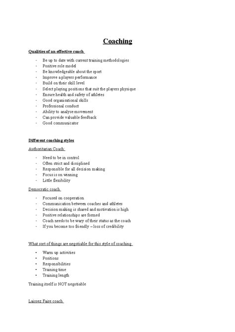 Coaching Pass Essential Qualities Of An Effective Coach Studocu