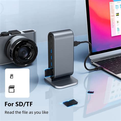 In USB C HUB Vertical TF Card Reader USB K HDMI Dock Station