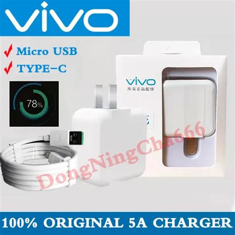 Vivo Charger Original Fast Charger 5A Micro Usb Type C Cable Android Adapter Set V8 Data Line