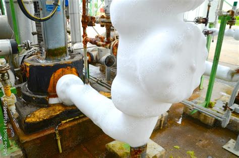 production valve with ice on piping or pipeline due to high pressure